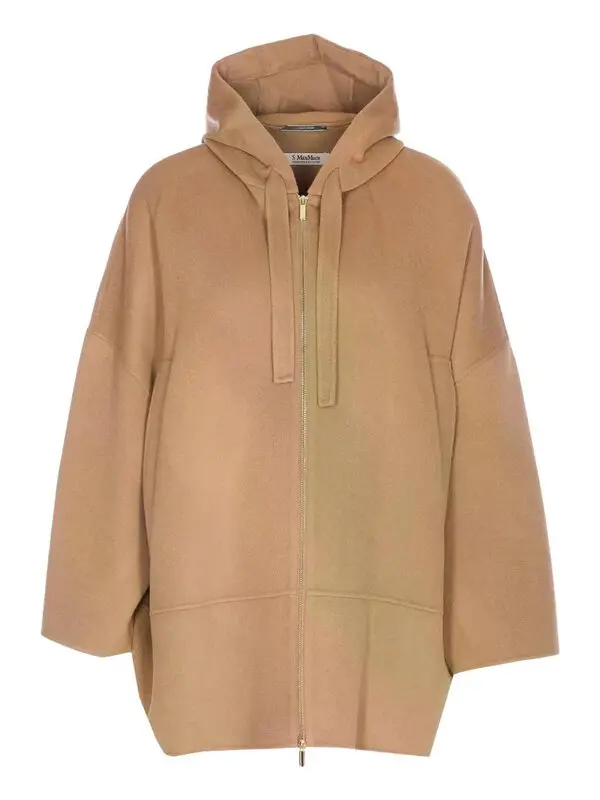 Max Mara Zip-up Hooded Coat - Neutrals