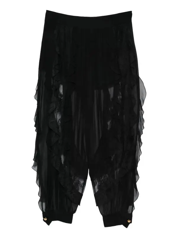 Zimmermann Rebellion Ruffled Lace Trousers - Black