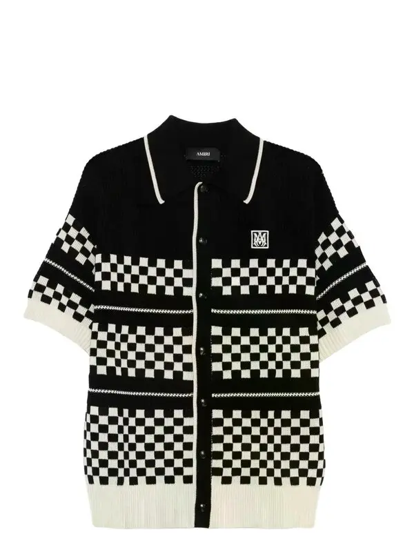 Amiri Checkered Mesh Shirt - Black