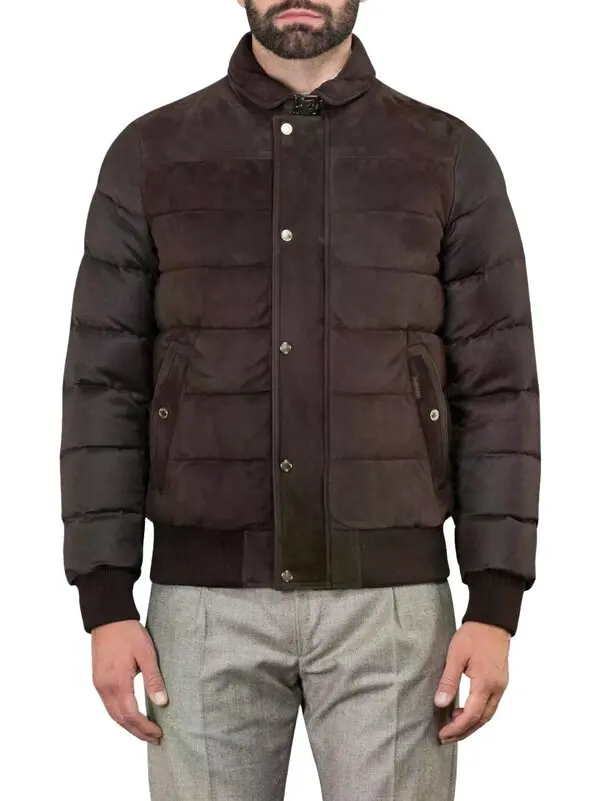 MOORER Viani Collared Padded Jacket - Brown