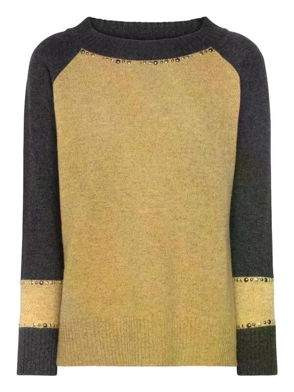 ELENA MIRO` Embellished Panelled Knitwear - Yellow