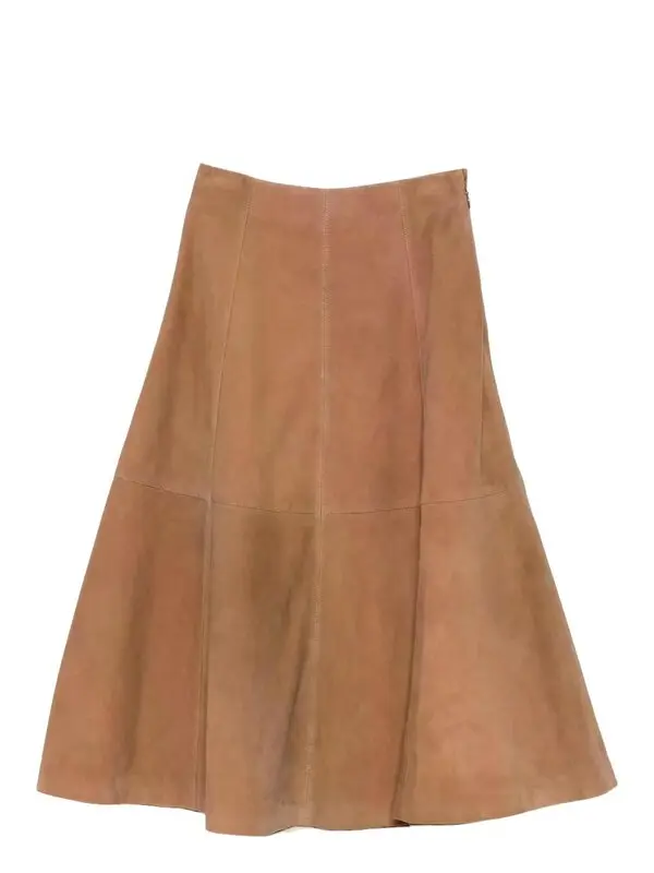 Simkhai Paneled Suede Midi Skirt - Brown