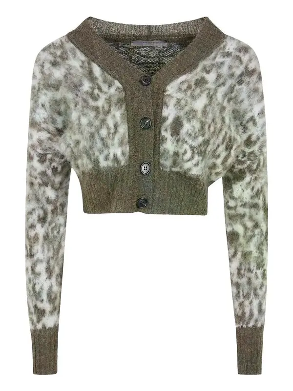 D.exterior Animal-pattern Cardigan - White