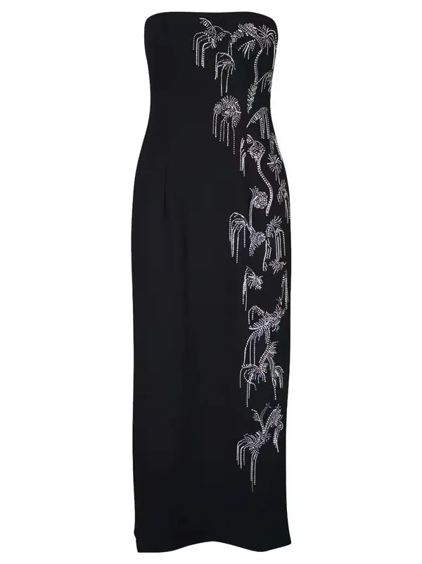 Lela Rose Embellished Strapless Midi Dress - Black