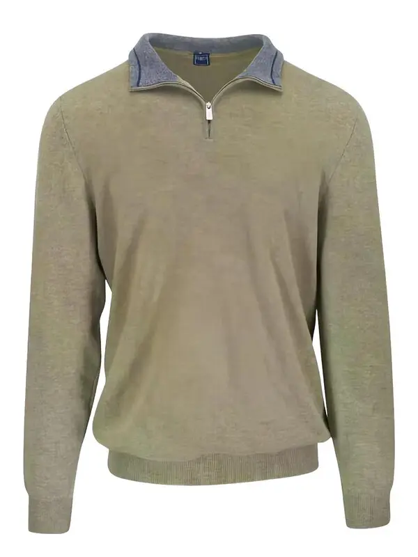 Fedeli Zip Collar Polo Shirt - Green