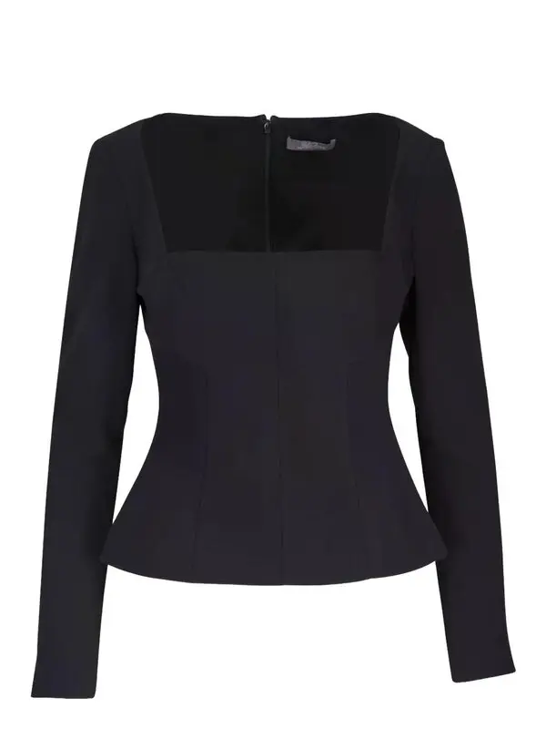 Lela Rose Square-neck Top - Black