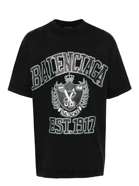 Balenciaga Diy College Medium Fit Tee Shirt - Black White