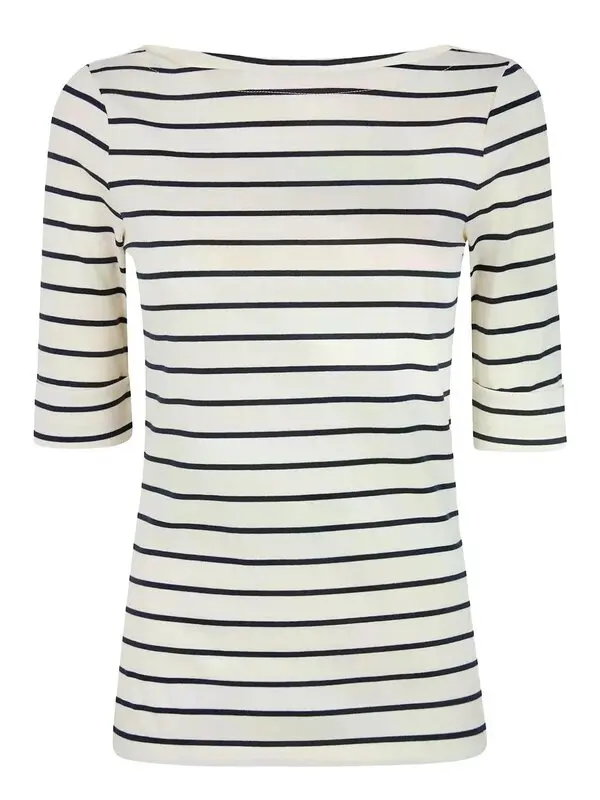 Ralph Lauren Striped Boat Neck T-shirt - Neutrals