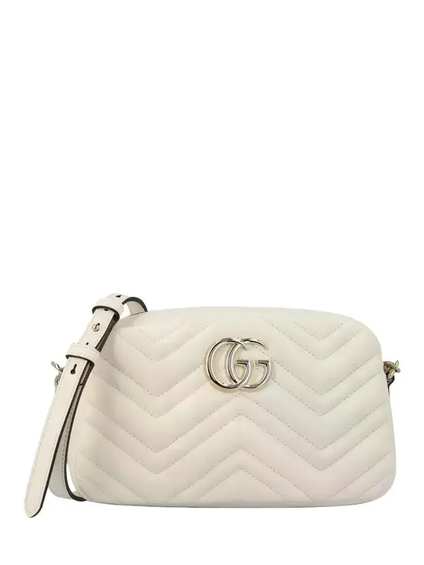 Gucci Gg Marmont Chevron Shoulder Bag - Neutrals