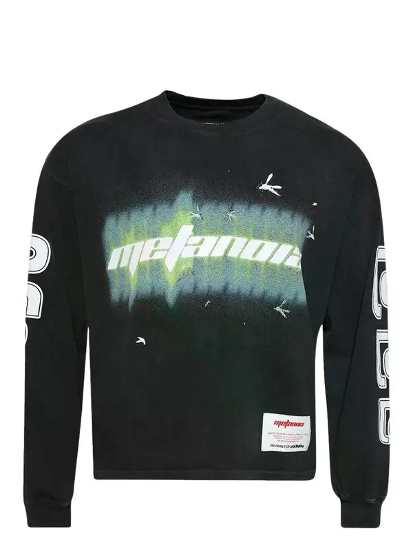 RRR123 Graphic-print Long-sleeve T-shirt - Black