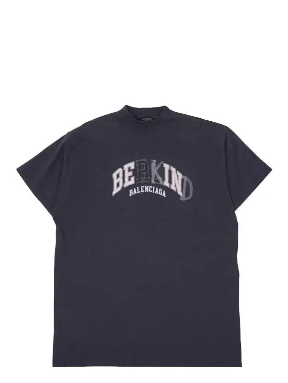 Balenciaga Be Kind Faded White Tee Shirt - Black