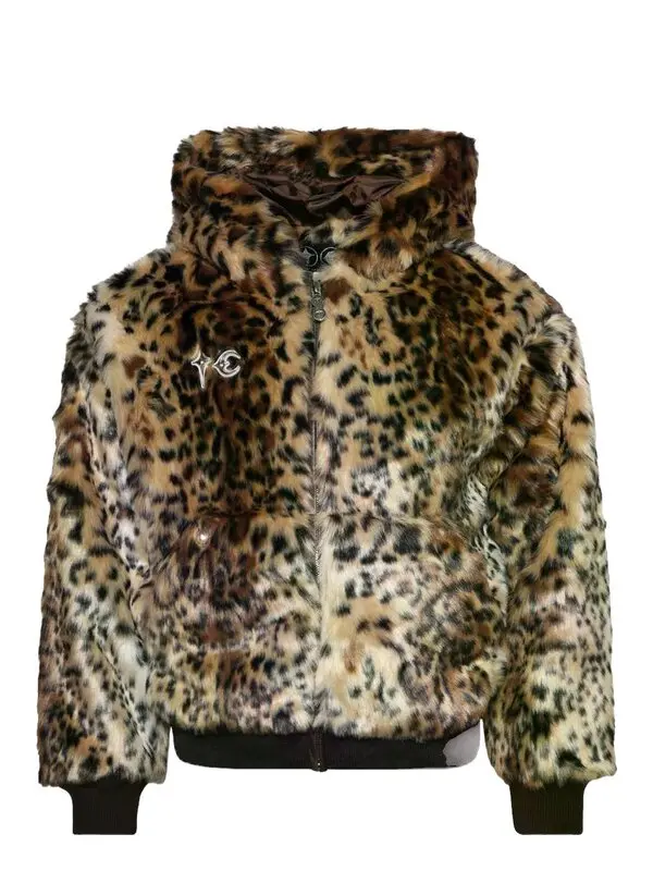 THUG CLUB Animal-print Hooded Jacket - Black