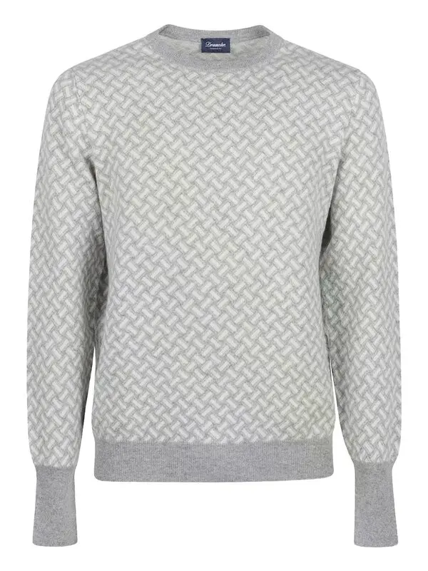 DRUMOHR Patterned Round Neck Sweater - Grey