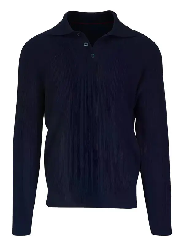 Brunello Cucinelli Polo-neck Ribbed Sweater - Blue