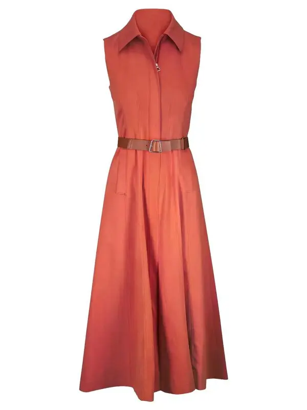 Akris Collared Belted Midi Dress - Orange