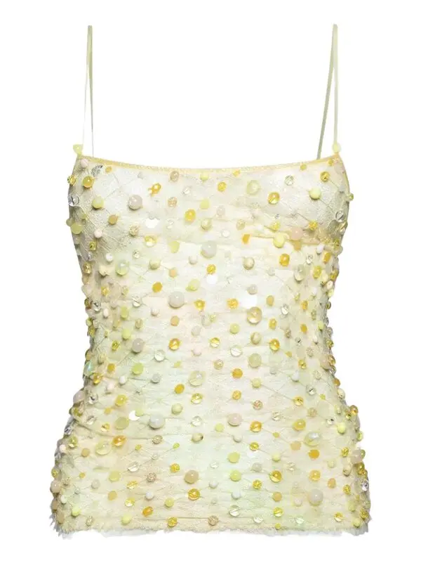 ROBERTA EINER Beaded Fishnet Top - Neutrals