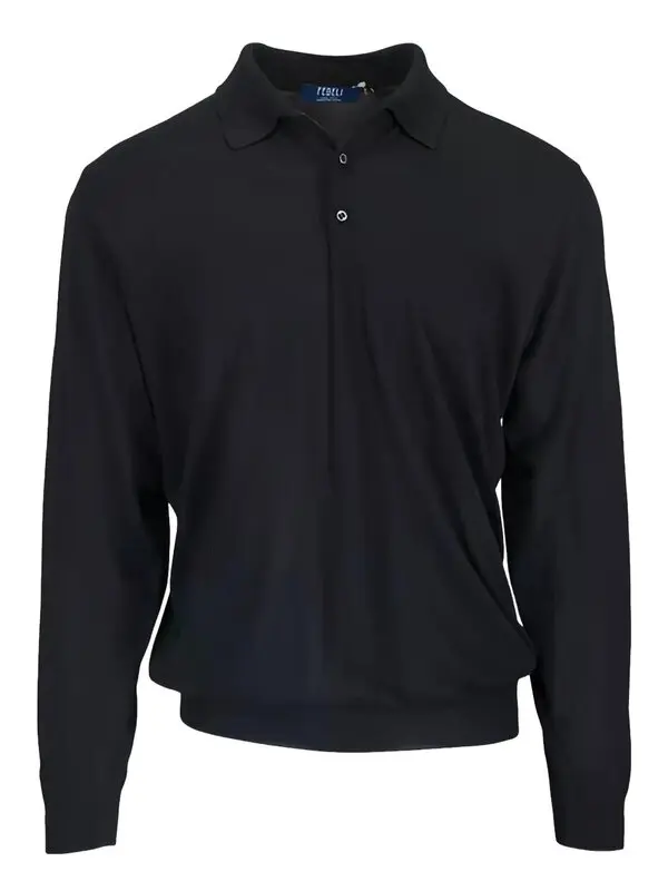 Fedeli Long-sleeve Polo Shirt - Black