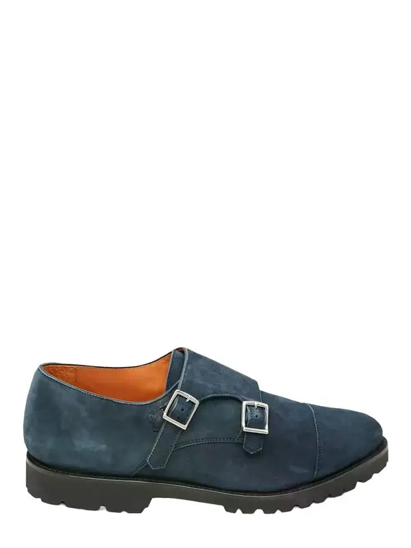 ANDREA VENTURA FIRENZE Suede Monk Strap Shoes - Blue