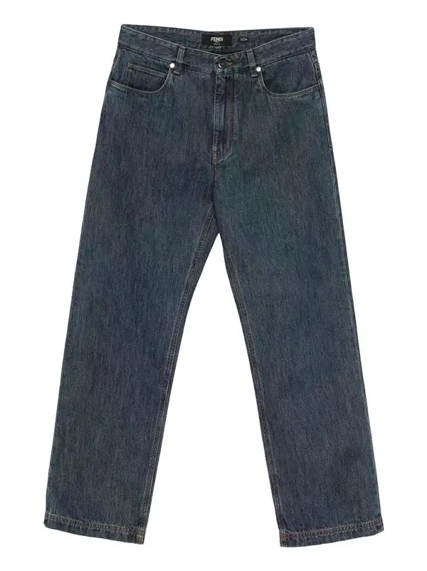 Fendi Padded Straight Bootcut Jeans - Blue
