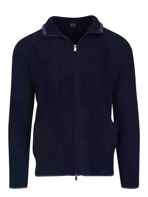 Fedeli Cable Knit Zip Cardigan - Blue