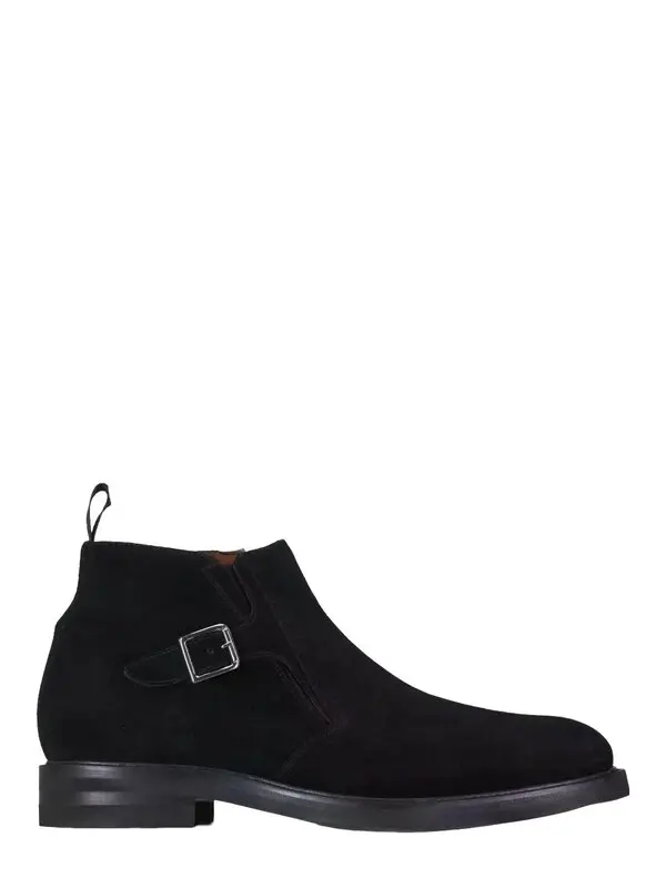 Ron White Buckle Suede Boots - Black