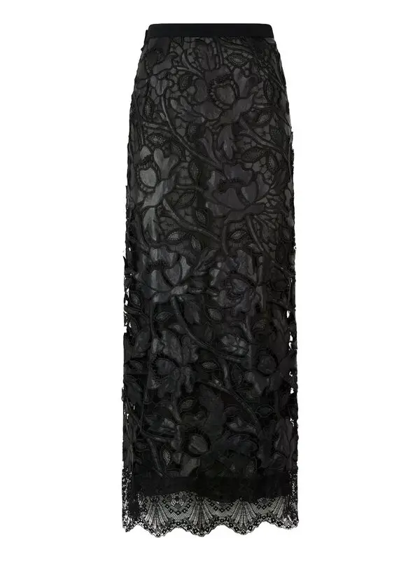 Roberto Cavalli Floral Lace Skirt - Black