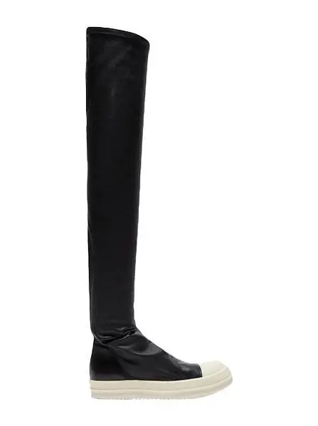 Rick Owens High Stocking Sneaks Boots - Black/milk