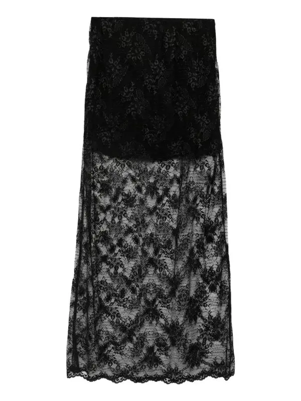 SOALLURE Lace Detail Straight Skirt - Black
