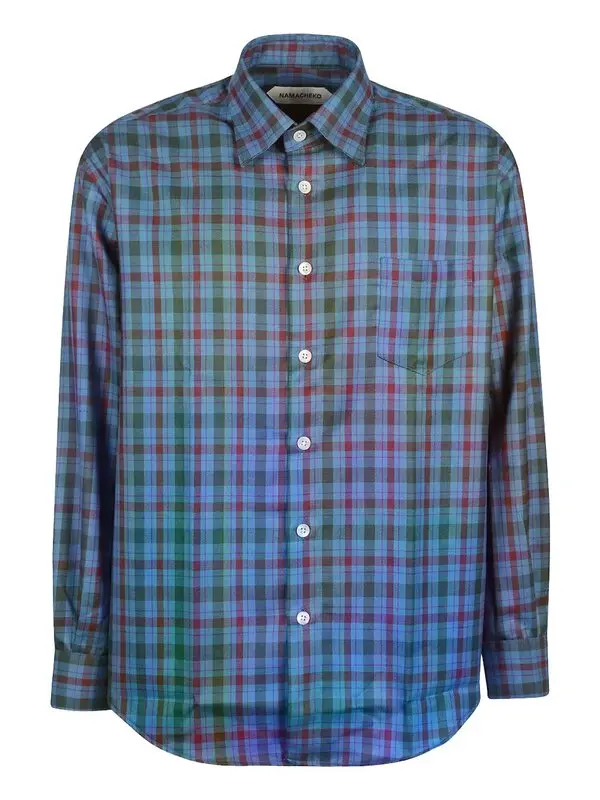 NAMACHEKO Check-pattern Long-sleeve Shirt - Blue