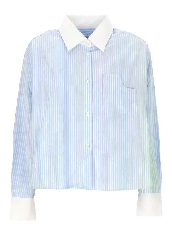 CUANTICO Striped Collared Top - Blue