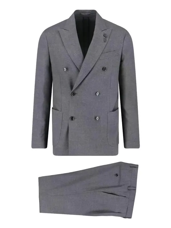 LARDINI Double-breasted Wool Suit - Grey