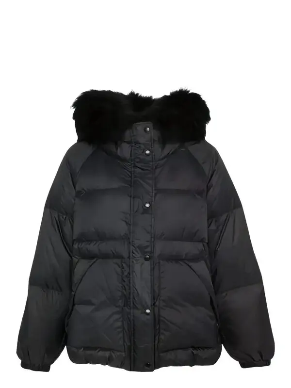 YVES SALOMON Shearling-trim Hooded Jacket - Black