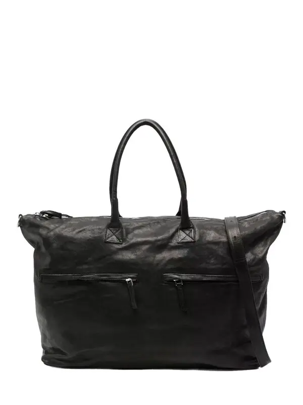 SOMMET Zipped Leather Holdall - Black