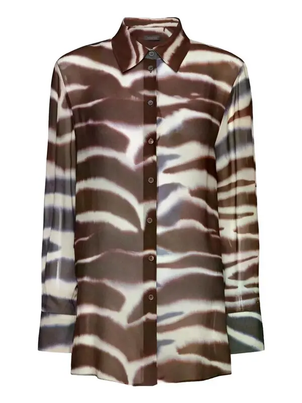 ELENA MIRO` Animal Print Shirt - Brown