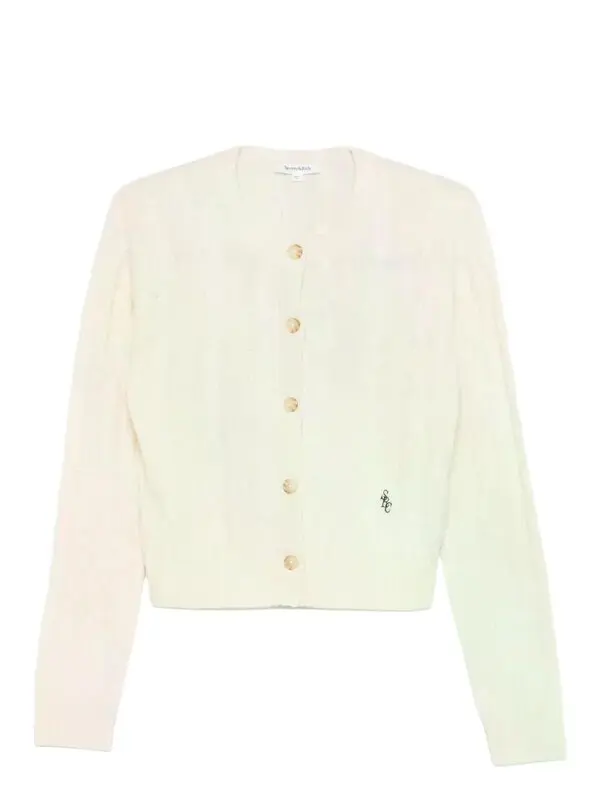 SPORTY & RICH Cable-knit Buttoned Cardigan - White