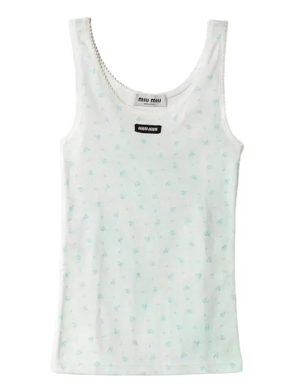 Miu Miu Floral-print Tank Top - White