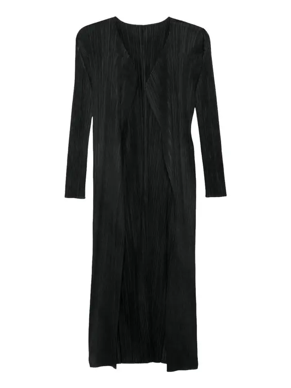 Issey Miyake Pleated Open-front Coat - Black