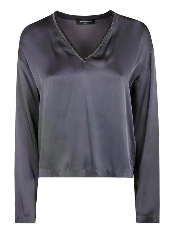 Fabiana Filippi V-neck Embellished Blouse - Grey
