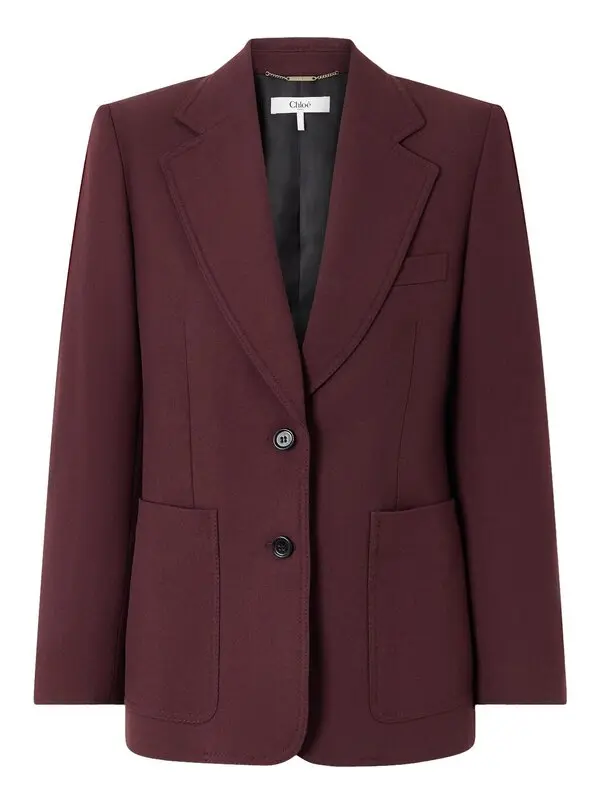 Chloé Wool-gabardine Blazer - Burgundy