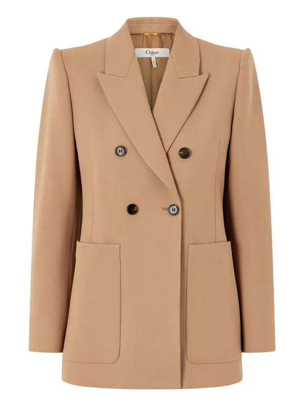 Chloé Double-breasted Wool-gabardine Blazer - Brown