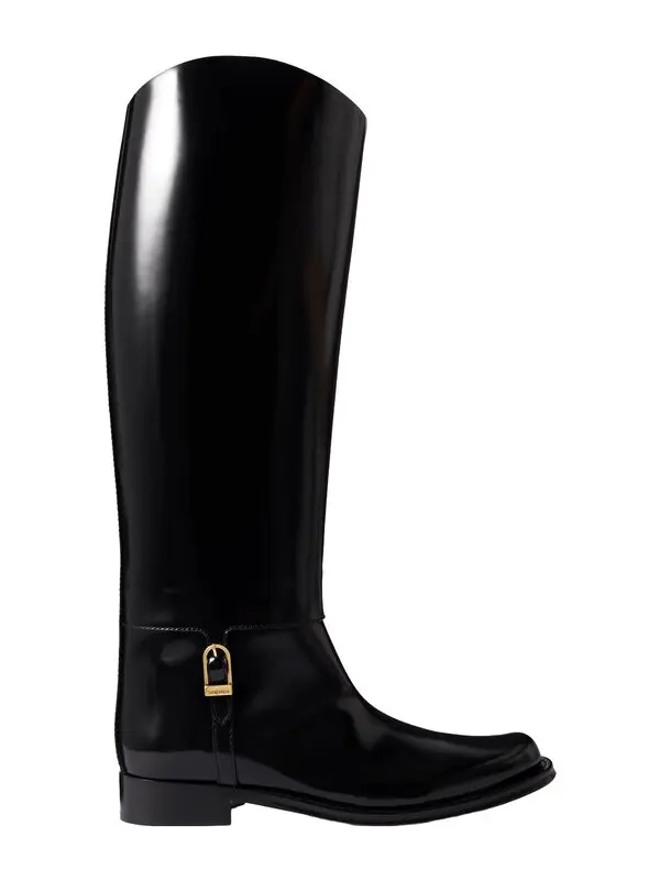 Saint Laurent Julia Buckle-embellished Leather Knee Boots - Black
