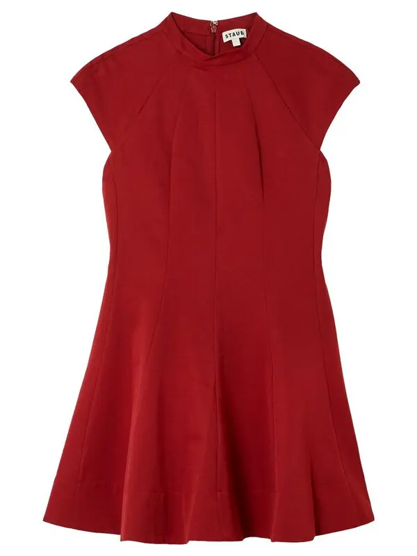 Staud Ellie Paneled Cotton-blend Faille Mini Dress - Red