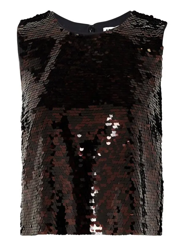 Staud Seraphina Sequined Tulle Top - Black