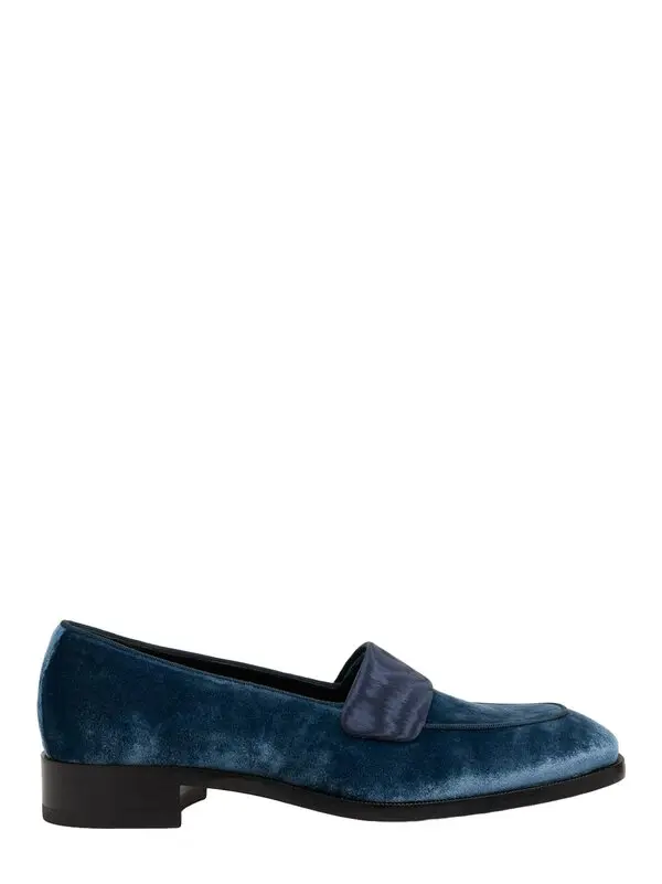 CHRISTIAN LOUBOUTIN O Louvre Velvet Loafers - Blue