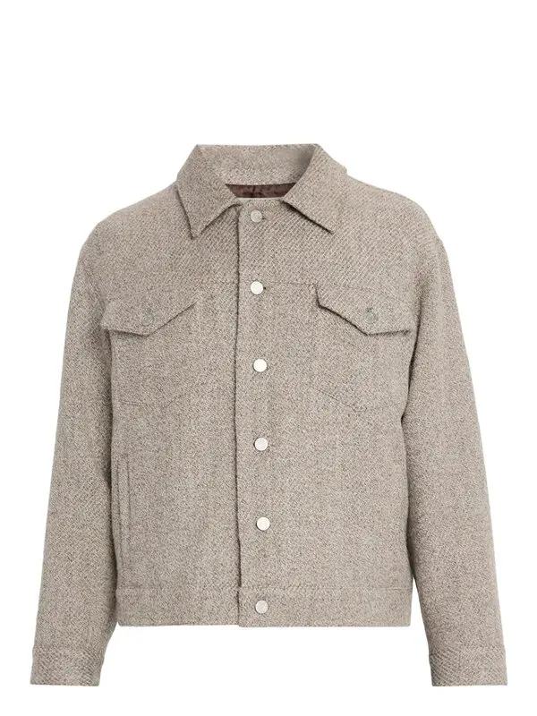 FRAME Wool Tweed Trucker Jacket - Light Taup