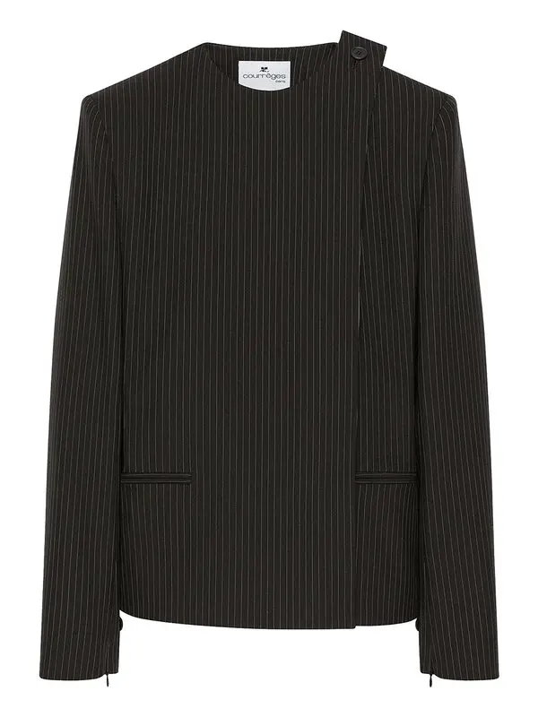 COURREGES Buckle Pinstripes Jacket - Black