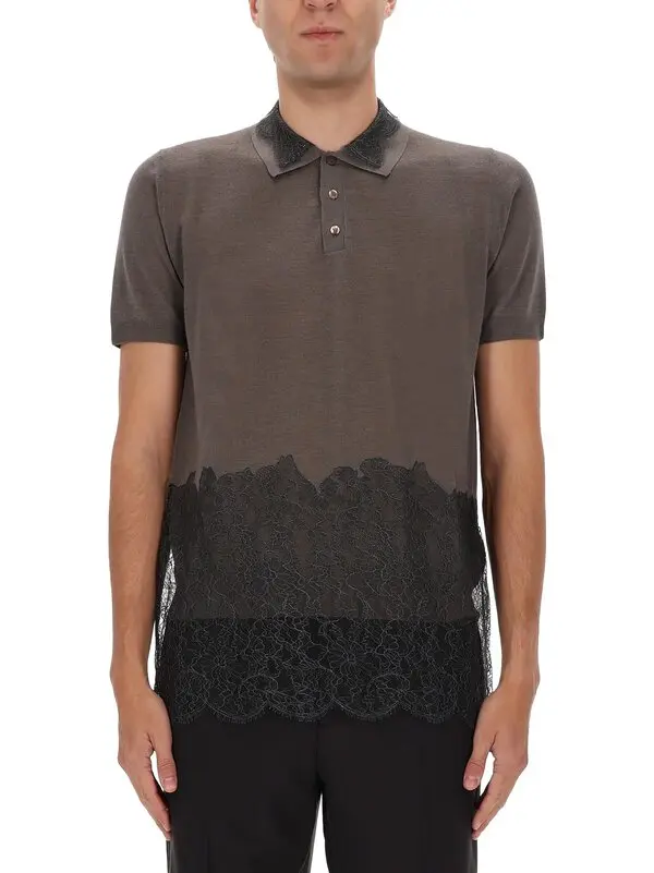 Fendi Polo With Lace - Grey