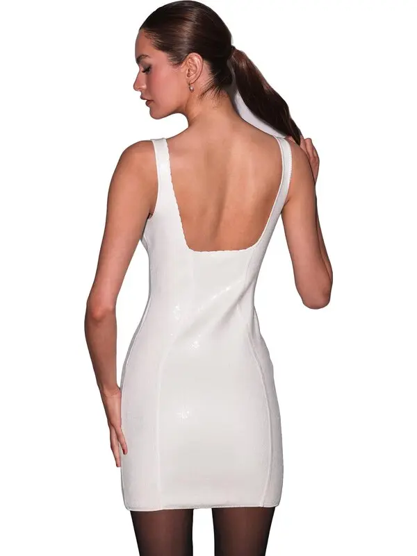 FLEUR DU MAL Sequin Knit Bodycon Dress - Ivory