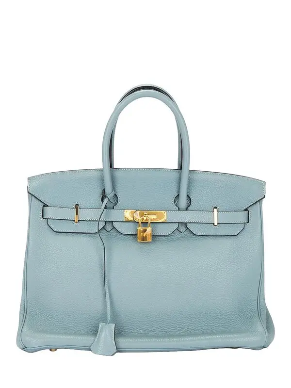 Hermès Taurillon Clemence Birkin 35 Retourne Handbag - Ciel