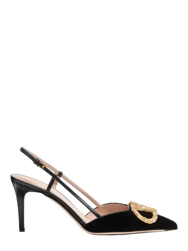 Valentino Garavani Vlogo Signature Slingback Velvet Pumps - Black
